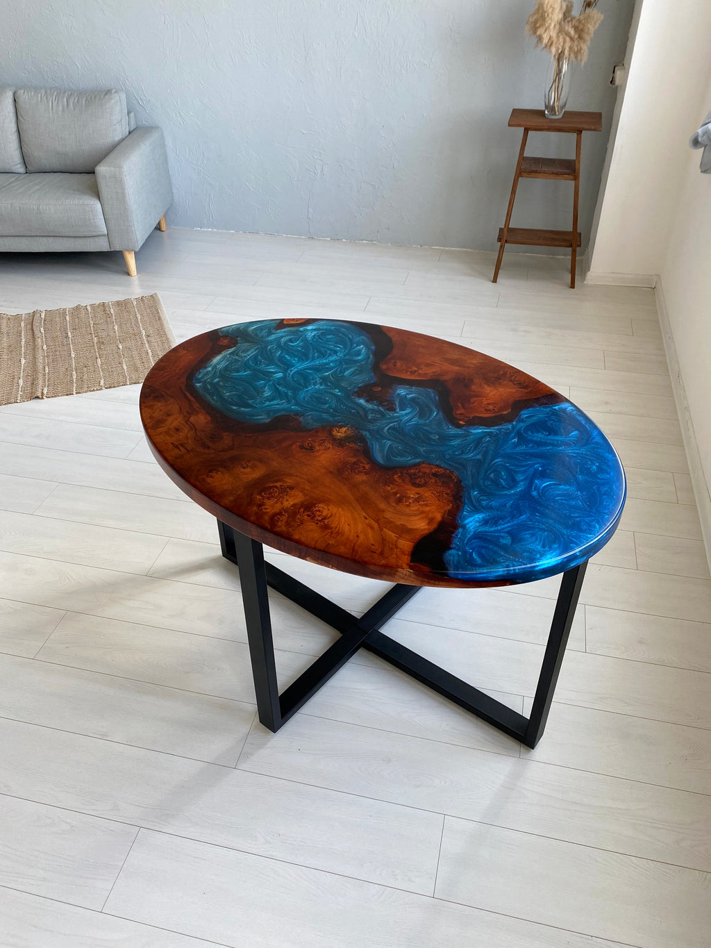 Oval Epoxy Dining Table – ThunderWood Studio