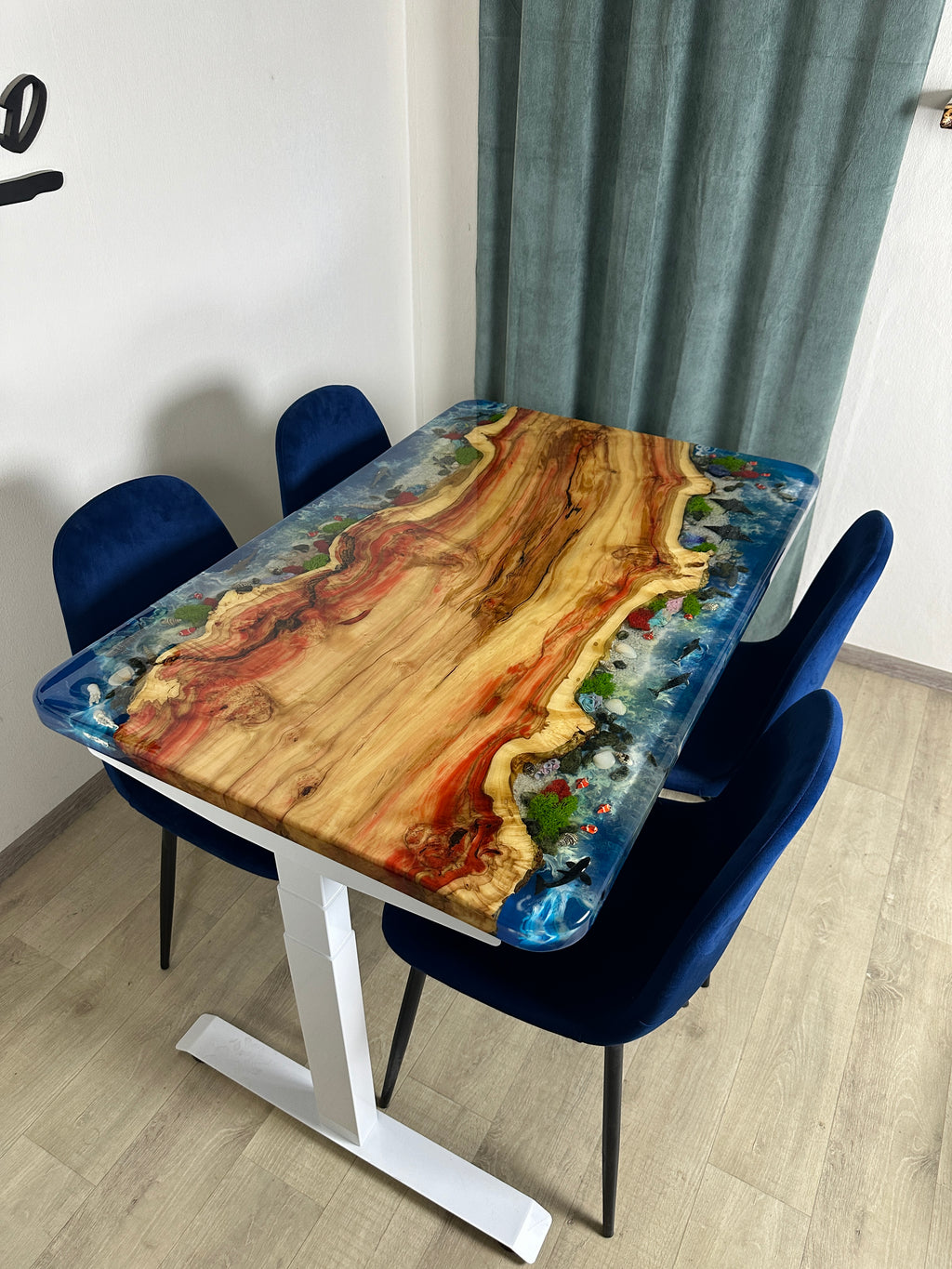 Custom ocean tabletop 45 x 29,5 and about 1,15” thick – ThunderWood Studio