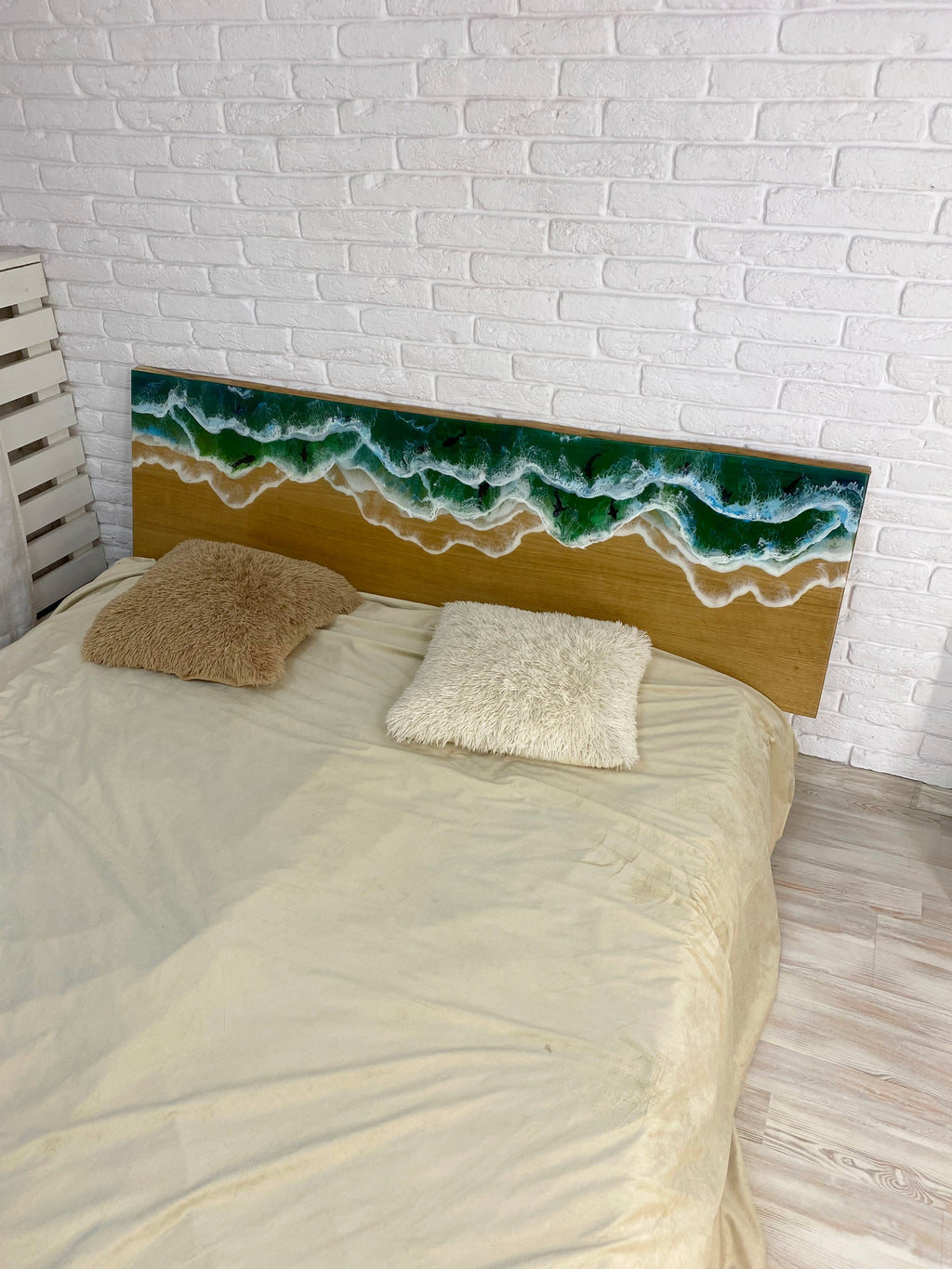 Ocean Wave Epoxy Resin Headboard – ThunderWood Studio