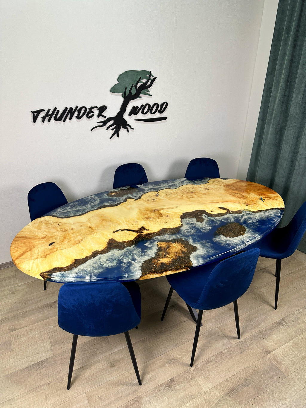 Ocean Art Oval Dining Table – ThunderWood Studio