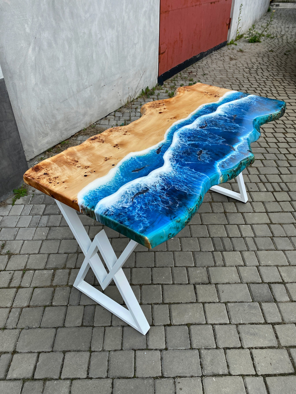 Ocean Wave Glowing Resin Dining Table – ThunderWood Studio