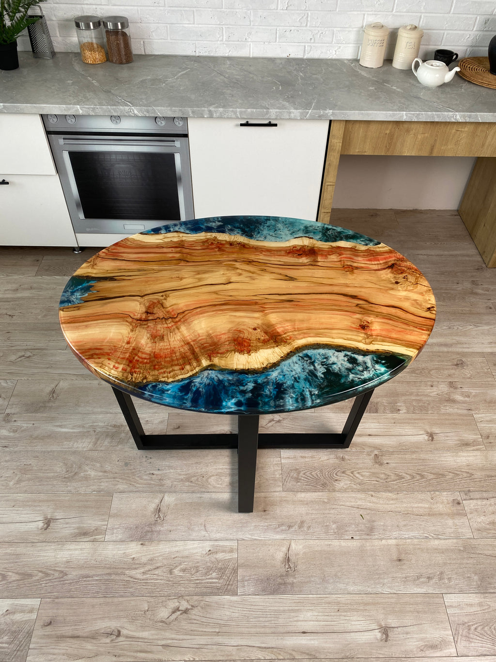 Oval Dining Table With Epoxy – ThunderWood Studio