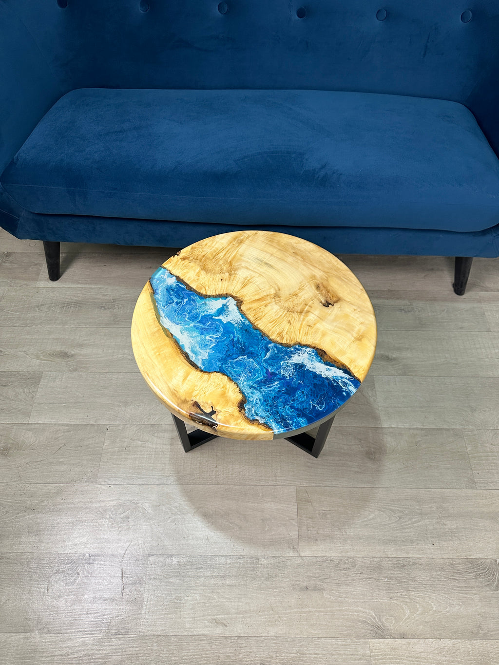 Round Epoxy River Table in California – ThunderWood Studio