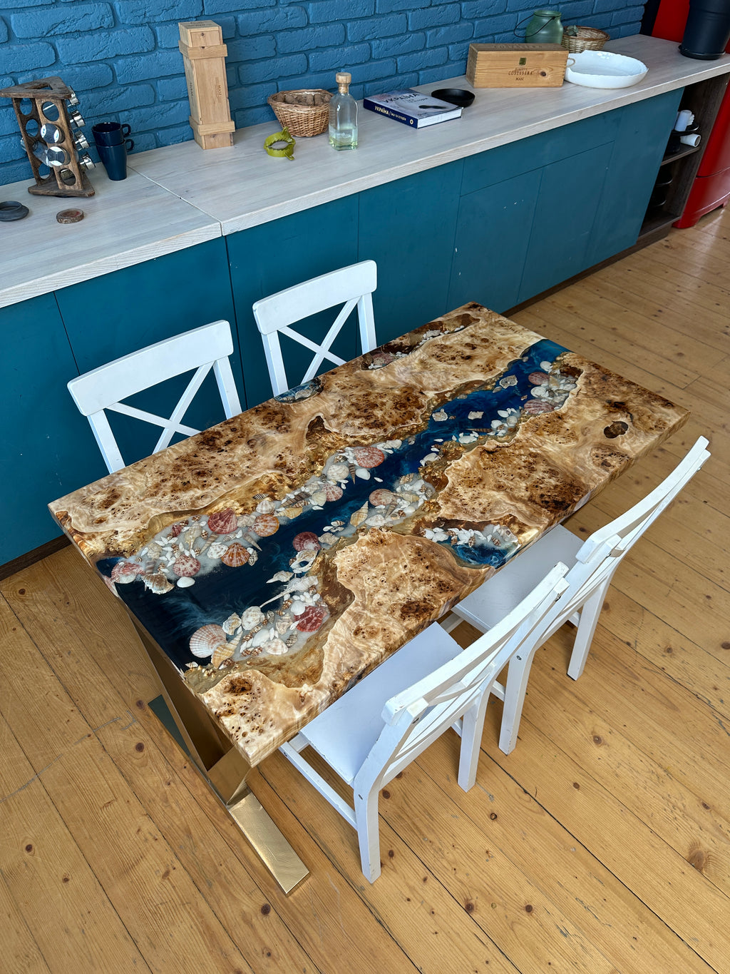 Seashell Epoxy Table – ThunderWood Studio