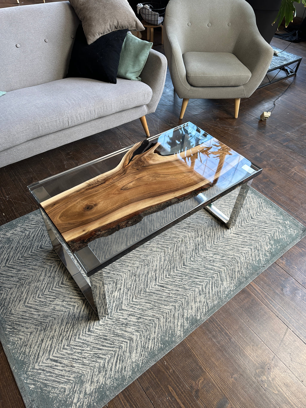 Walnut Slab Epoxy Coffee Table – ThunderWood Studio