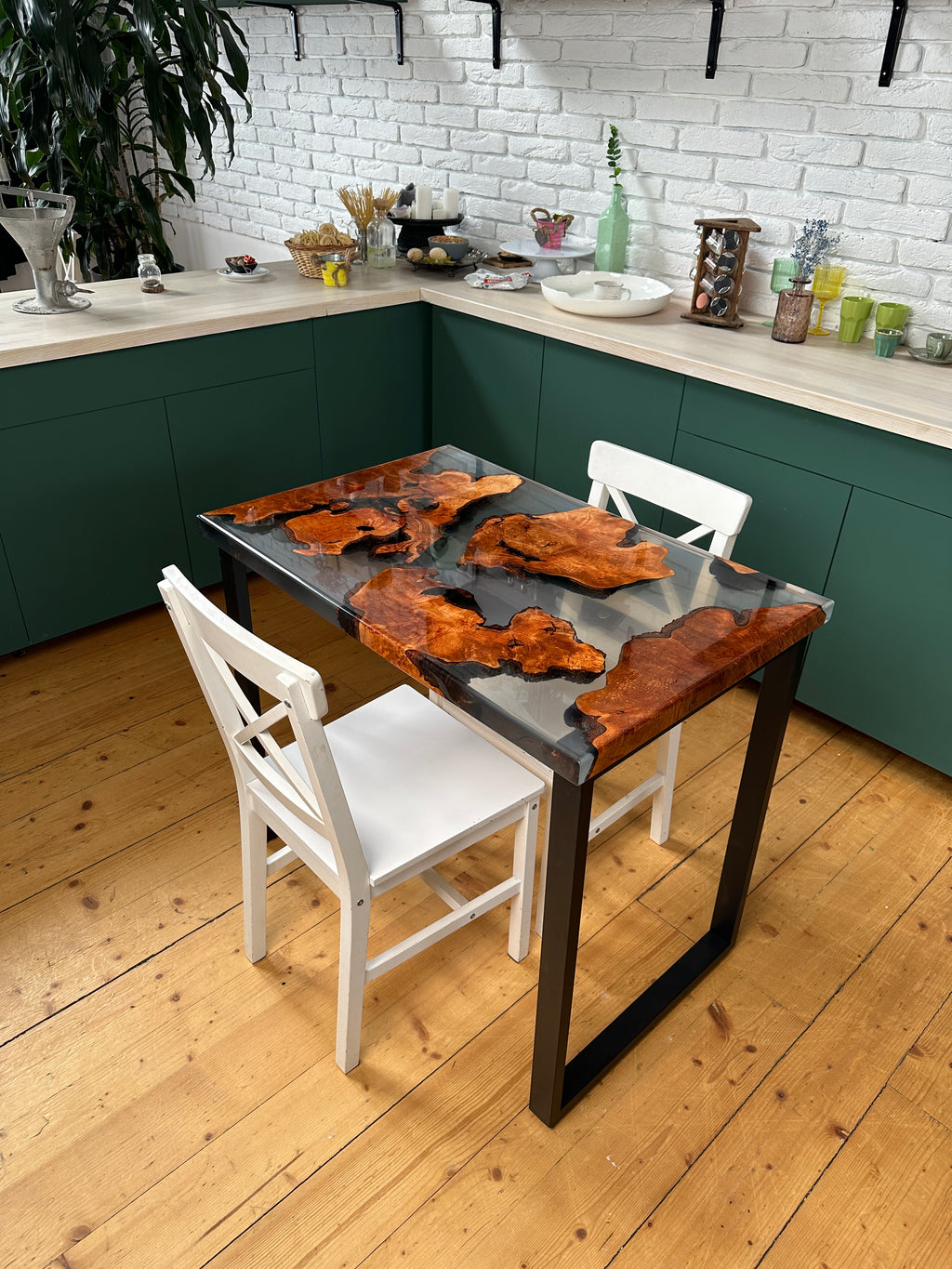 Epoxy Over Wood Dining Table