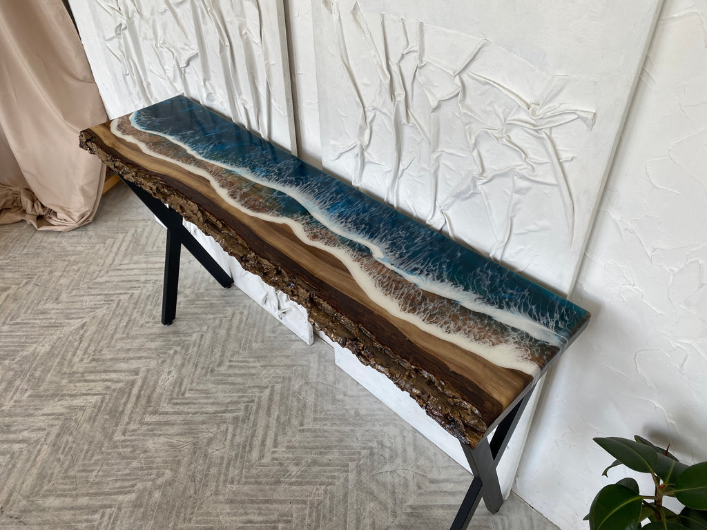 Ocean Wave Epoxy Resin Console Table – ThunderWood Studio