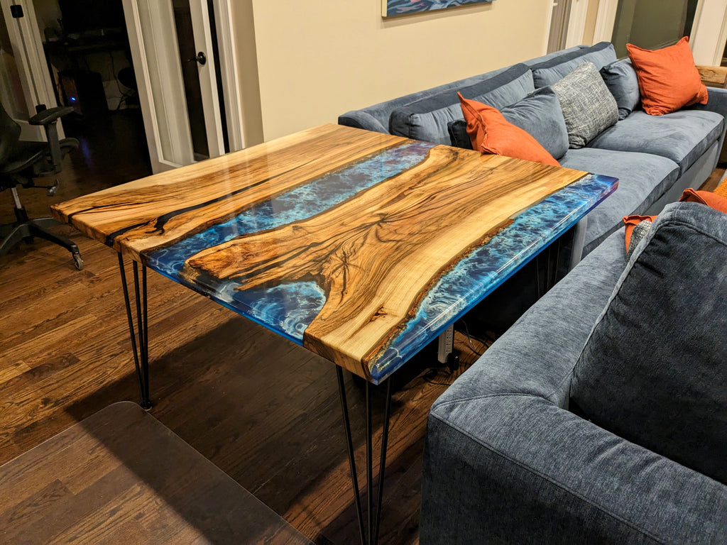 Custom Epoxy Square Table – ThunderWood Studio