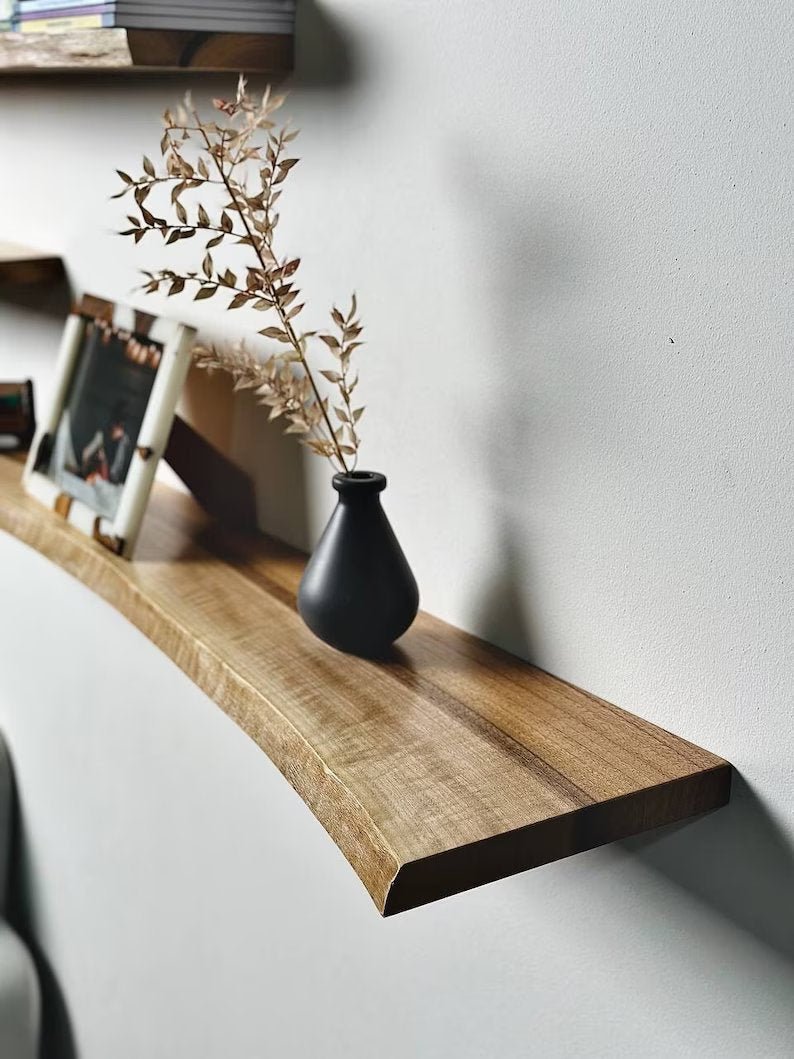 Live Edge Wood Slab Shelf – ThunderWood Studio